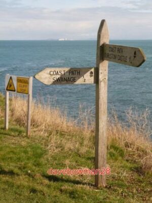 PHOTO SWANAGE: SIGNS AT PEVERIL POINT A COAST PATH SIGNPOST AND A ...