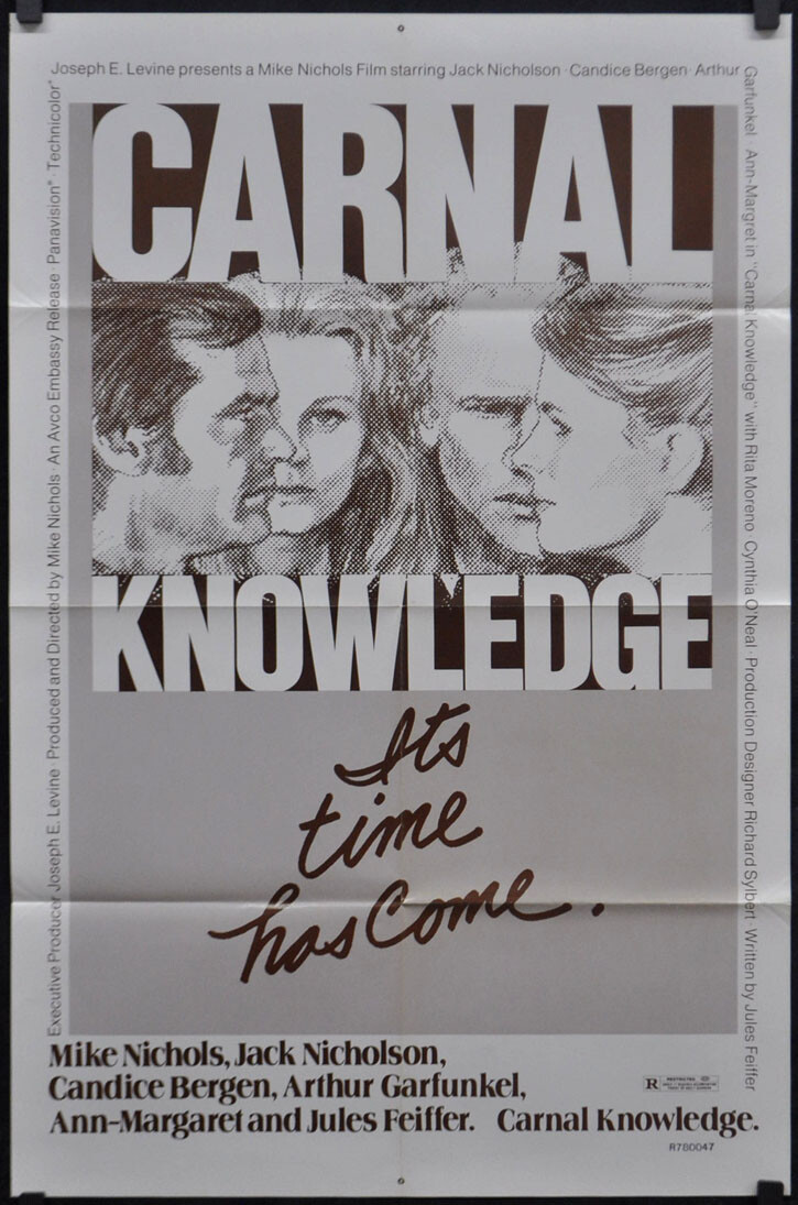 CARNAL KNOWLEDGE R1978 ORIGINAL 27X41 MOVIE POSTER JACK NICHOLSON ART ...