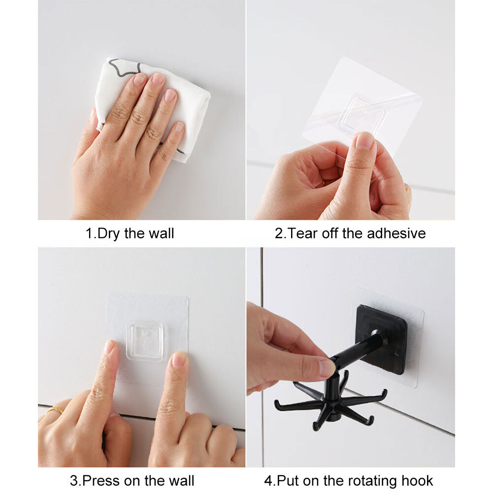 Multifunction Rotatable Hook Household Adhesive Wall Sticker Racks ...