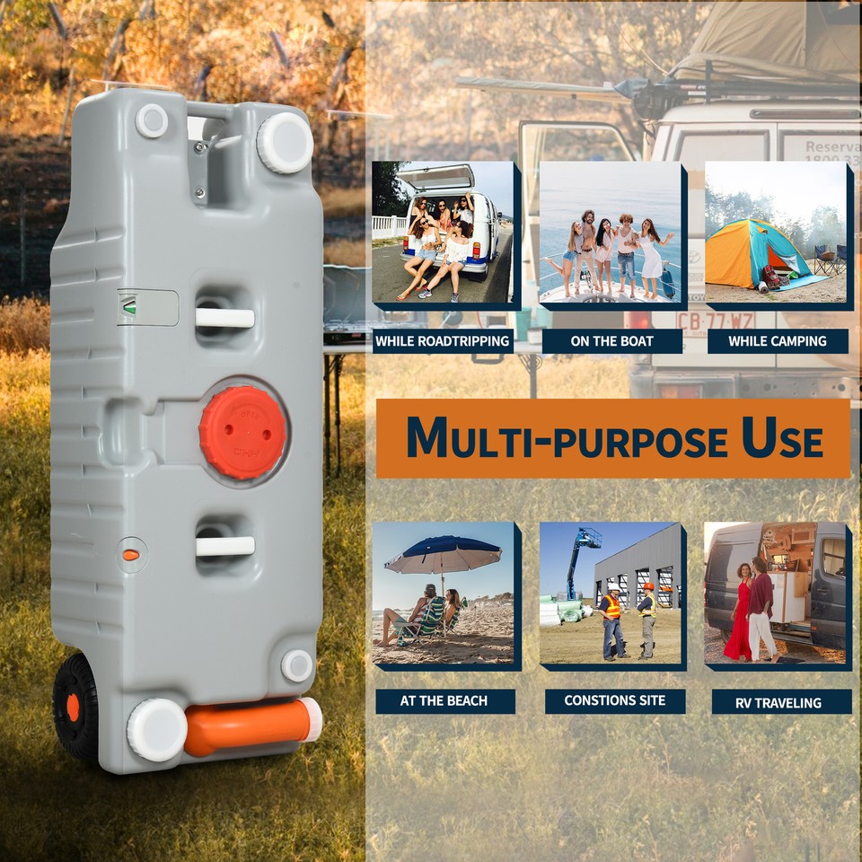 RV Waste Tank Kit Portable 19.8 Gallon Black Water Holding Tote Sewer ...