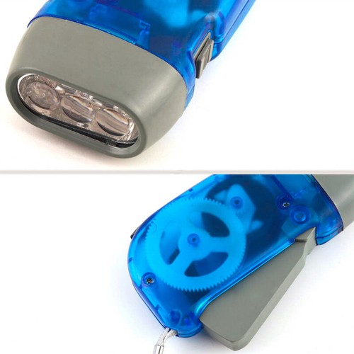 3 LED Outdoor Hand Pressing Dynamo Wind Up Flashlight Torch Light ...