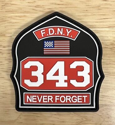 FDNY 343 Firefighter Helmet Patch Hook Loop Backing | eBay