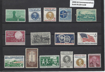 1959 Full Year Set of US Commemorative Stamps SC# 1124-1138 MINT NH | eBay