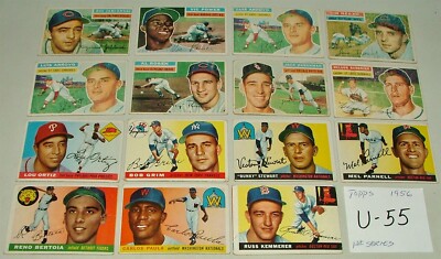 #1955-56 TOPPS BASEBALL CARD LOT w 15 CARDS LOT#U-55 | eBay