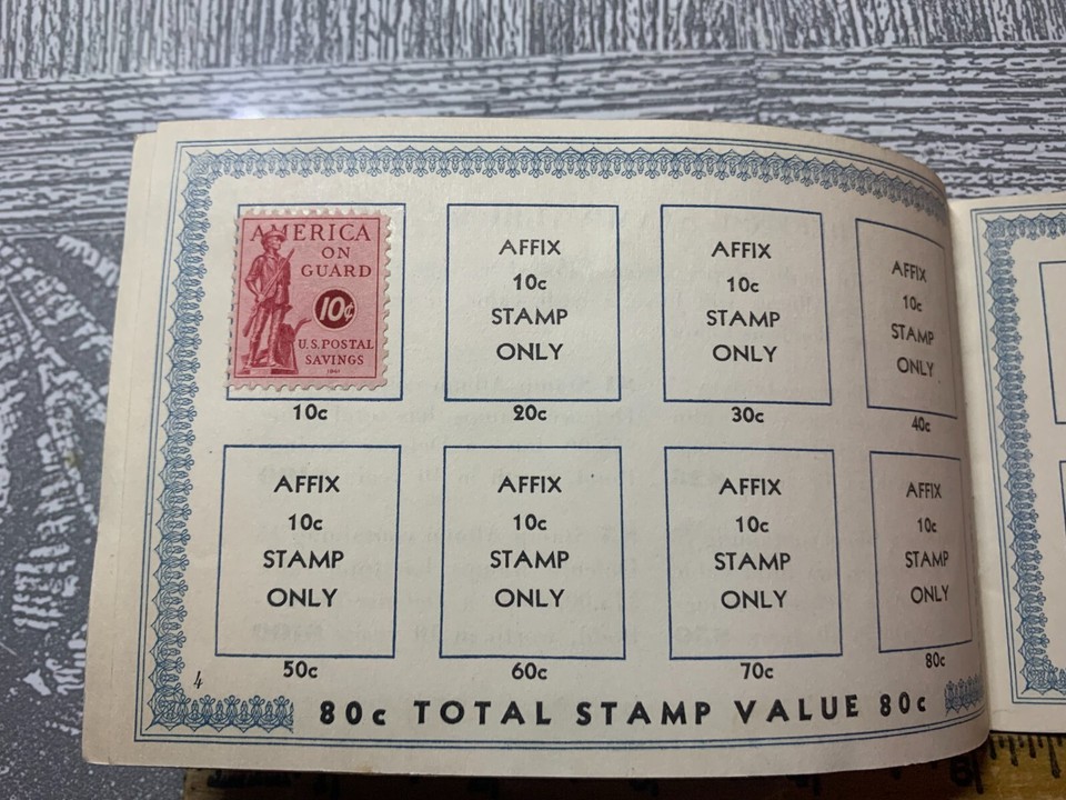1941 WWII United States Defense Savings Bonds Postal Savings Plan Stamp ...