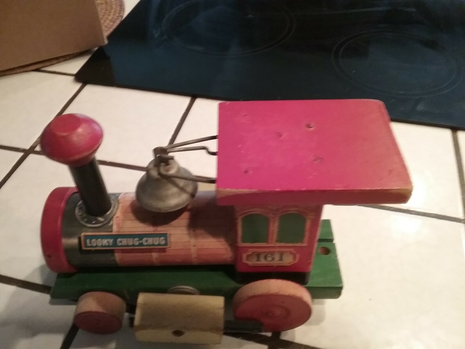 161 LOOKY CHUG - CHUG TRAIN ENGINE BELL RINGER WOOD PULL TOY FISHER ...