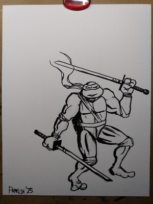 8.5x11 Original Art TMNT Leonardo Comic INK sketch Drawing Parrish | eBay