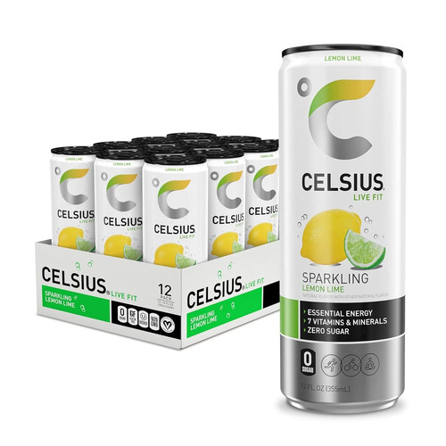 Celsius Lemon Lime Functional Energy Drink 12 Fl Oz 12 Pack Vegan No ...