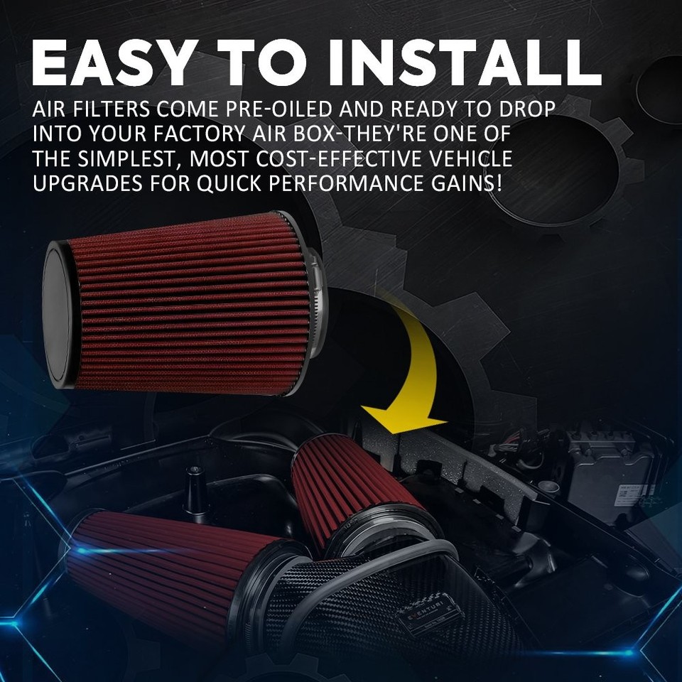 Red 4" Dry inch Air Filter Cold Inlet Intake Air Cone w/Air Filter Dust ...