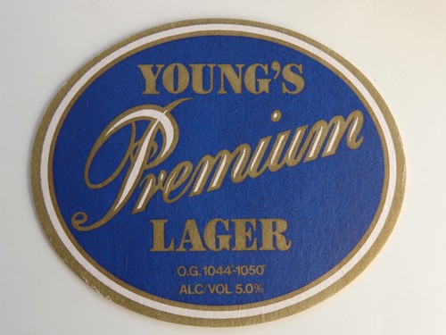 Vintage Beer Coaster ~ YOUNG'S Brewery Premium Lager ~ London, ENGLAND ...
