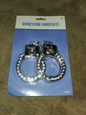 Silver Rhinestone Handcuffs Metal Police Officer Cuffs Toy Cop Costume ...