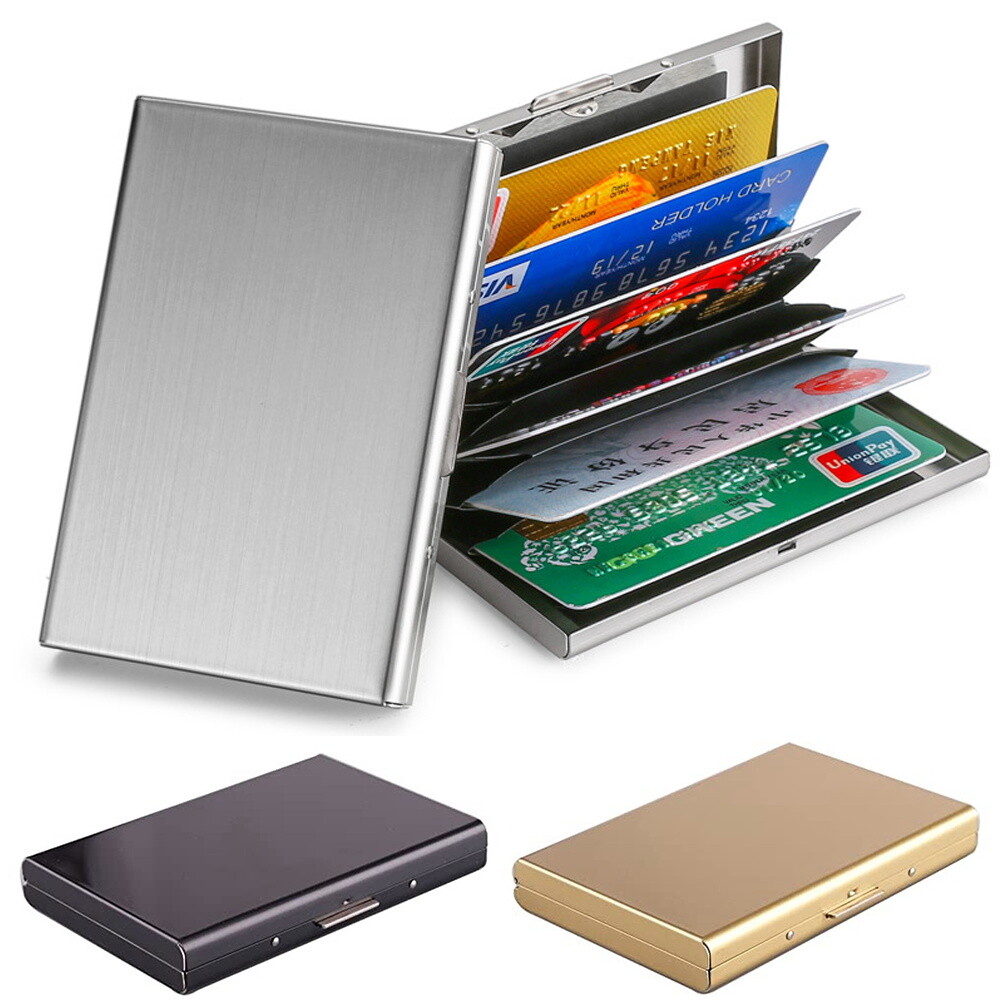 Stainless Steel Credit Card Holder Case Metal RFID Contactless Blocking ...