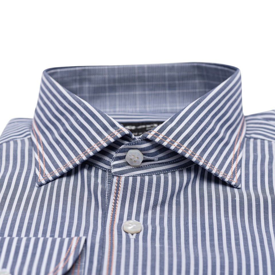 690$ LUXURY GERLIN Shirt Blue Linen & Cotton 16 - 41 9C BIJAN | eBay