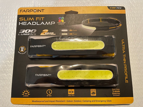 NEW 2-Pack - Farpoint SLIM FIT HEADLAMPS 2 BEAM SETTINGS (300 Lumens ...