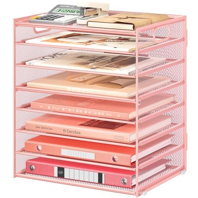8-Tier Letter Tray Desk Paper Organizer, Mesh File Sorter Tray ...