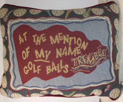 At The Mention Of My Name Golf Balls Tremble Tapestry Throw Pillow Golf ...