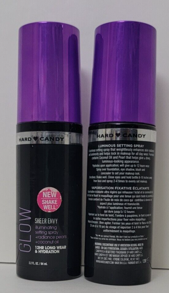 2 pk Hard Candy GLOW SHEER ENVY Illuminating Setting Spray 12 HOUR 2.2 ...