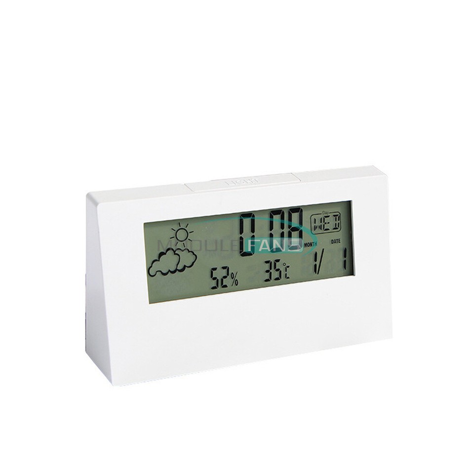 Digital LCD Temperature Humidity Meter Electronic Alarm Clock Weather ...