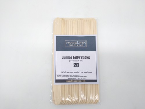 Modelfix Scenics 20 Jumbo Wooden Lolly Sticks 150mm X 20mm for Model ...