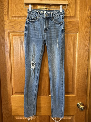 AN64 SONG Jeans Perfect High Rise Skinny Ankle Raw Hem Light Wash ...