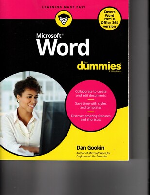406 - NEW Word For Dummies Paperback Dan Gookin Includes Word 2021 ...