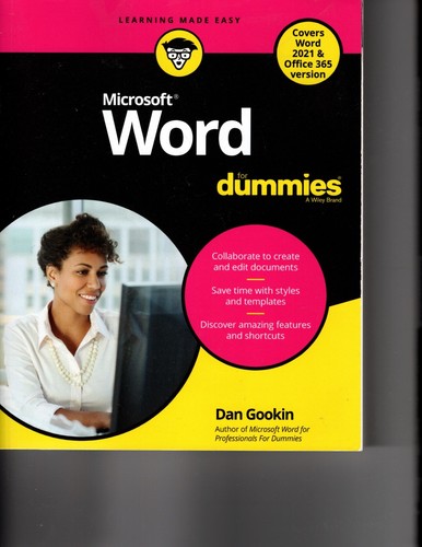 #406 - NEW Word For Dummies Paperback Dan Gookin Includes Word 2021 ...