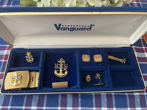 Vanguard USN United States Navy jewelry Set Pins Tie Clip Belt Buckle ...