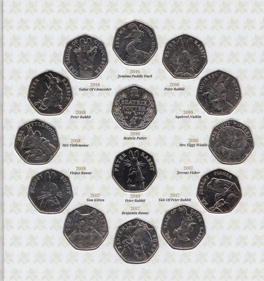 Complete Beatrix Potter 50p Folder 14 Coin Collection Set Album Peter ...