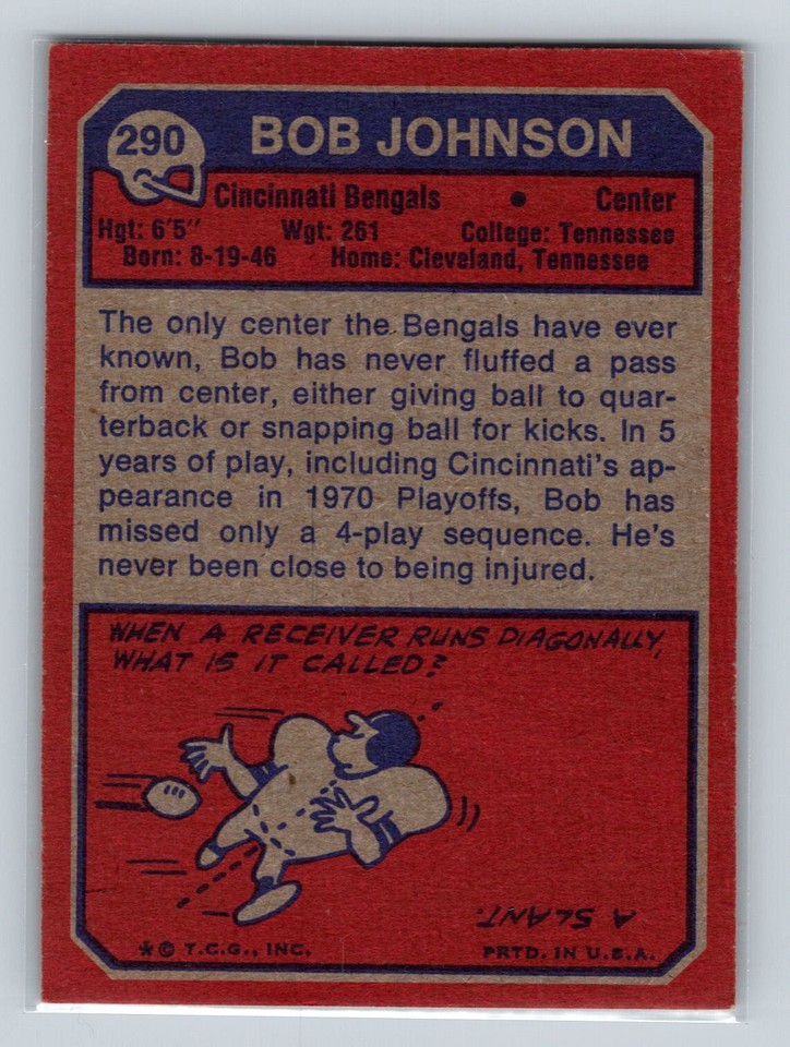 1973 Topps #290 Bob Johnson Cincinnati Bengals Mid Grade | eBay