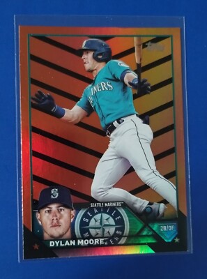 2023 Topps Update Series - Dylan Moore Mariners Black & Orange Parallel ...