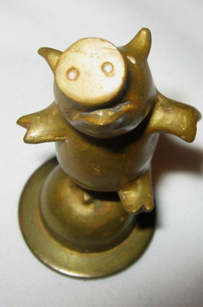 ANTIQUE WHW ART DECO BRONZE DANCING PIG HOG STATUE SCULPTURE TOY ...