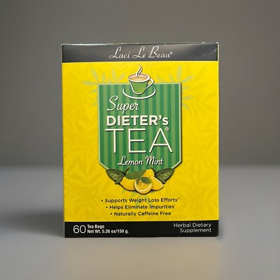 Laci Le Beau Teas Super Dieter's Tea Lemon Mint 60 Bags 10/25 Free Fast ...