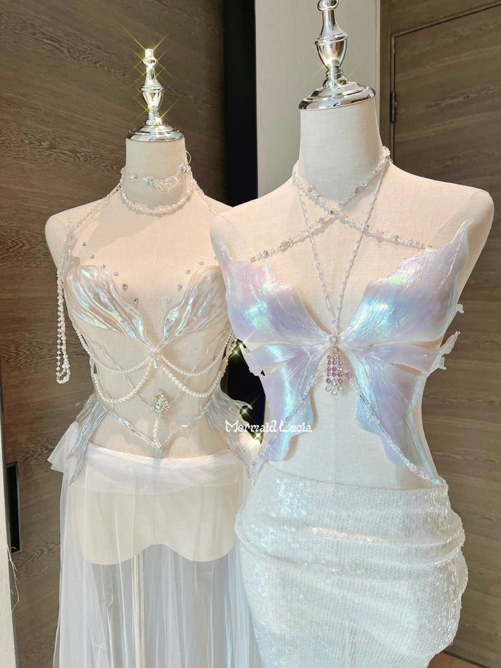 Luminous Seashell Siren Angel Resin Mermaid Corset Bra Top Cosplay ...