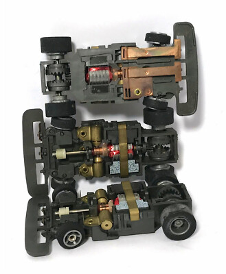 3pc 1991 TYCO TCR GRAY Hub Narrow Chassis Slotless Slot Car Total ...