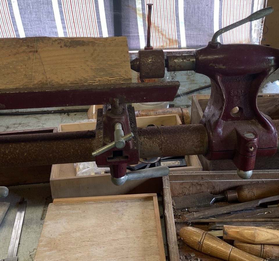 coronet major lathe With Bench And Tools Including Lath Chisels | eBay UK