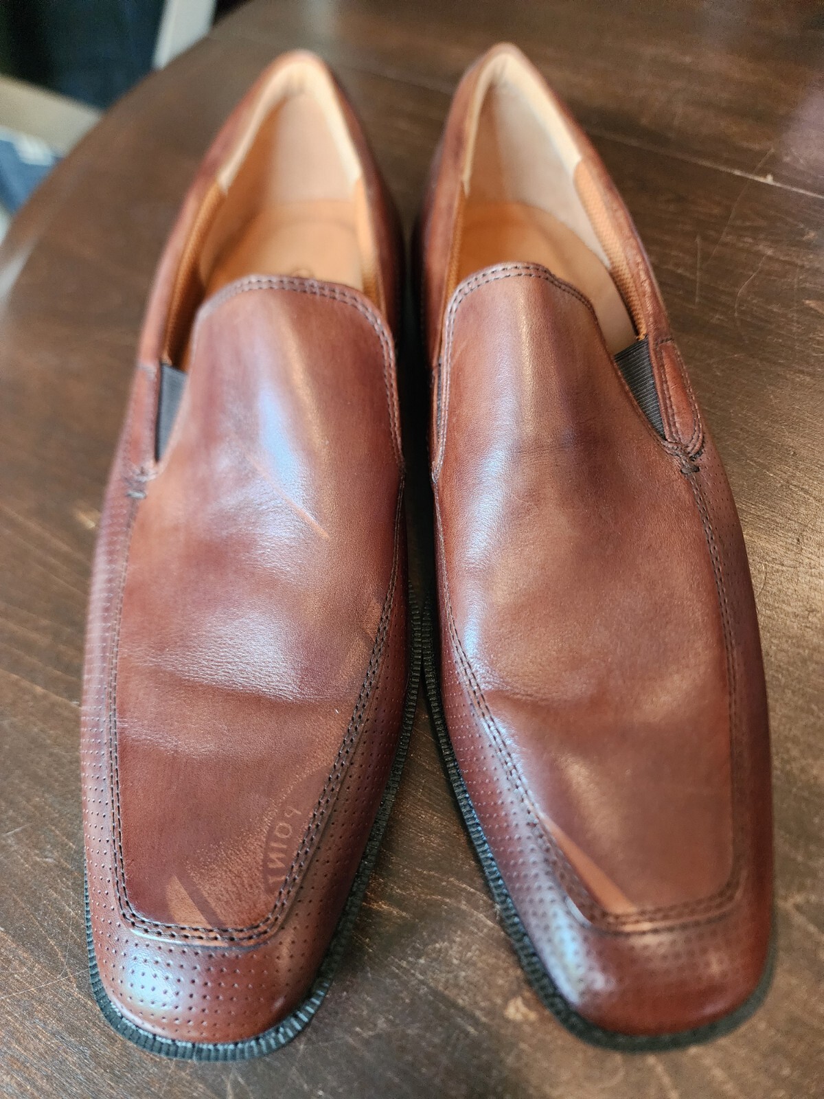 Ecco Shock Point Brown Leather Slip On Loafer Size 45… - Gem