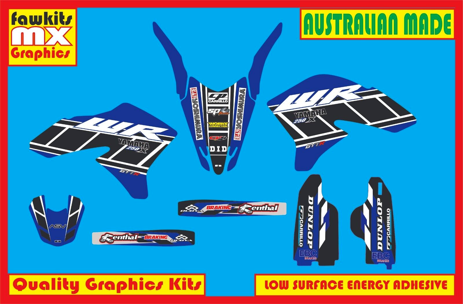 YAMAHA WR250-X 2008-2021 RETRO MX GRAPHICS KIT STICKER KIT STICKERS ...