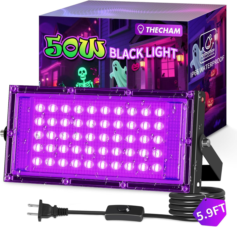 50W LED Black Lights IP66 Waterproof Black Light Outdoor with 5.9Ft ...