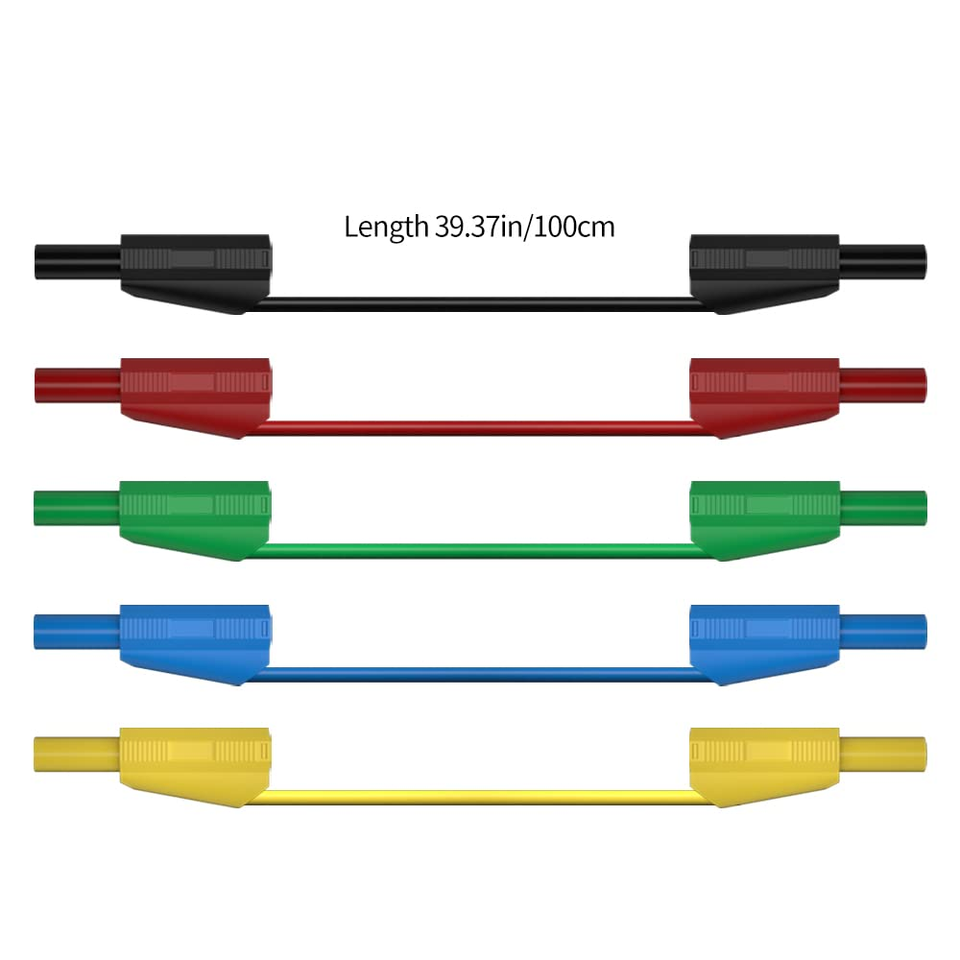 5Pcs 4Mm Banana Plug Stackable Test Leads Cable 100Cm/3.3Ft, Safety ...