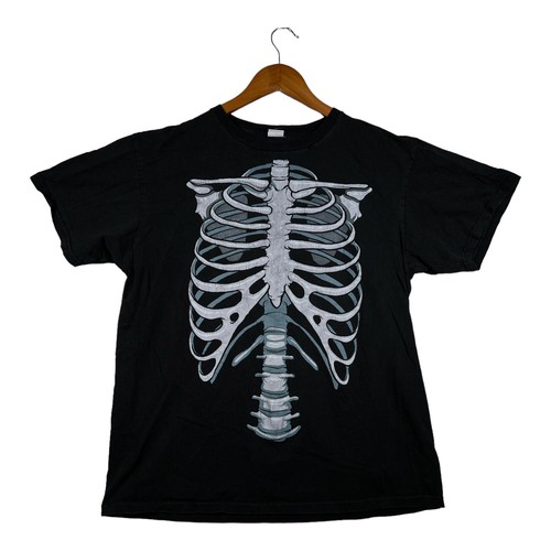 Men's Black Skeleton Rib Cage Spine Horror Halloween Ribs T-Shirt ...