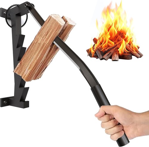 Firewood Kindling Splitter Wood Log Cracker Wall Mount Steel for Home ...