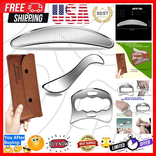 3-in-1 Stainless Steel Muscle Scraper Tools Set for Effective Physical ...