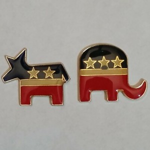 Caricature Political Party Democrat Republican Lapel Pin Vintage hat ...