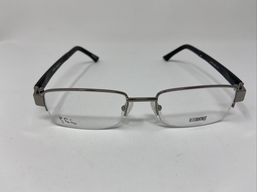 ALTERNATIVES EYEGLASSES Frame ALT 55 52/17 01 SILVER BLACK HALF RIM ...