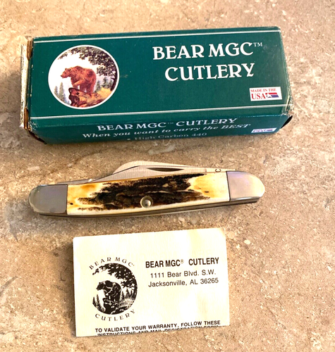 Bear MGC Cutlery 4” Stockman Stag Handle Pocket Knife - Never Used ...