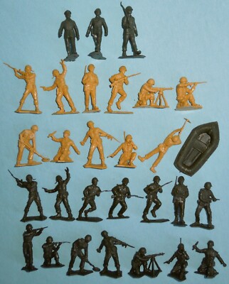 1950's, 1960's Marx WW2 Battleground US GIs Lot...Mustard Tan, OD Green ...