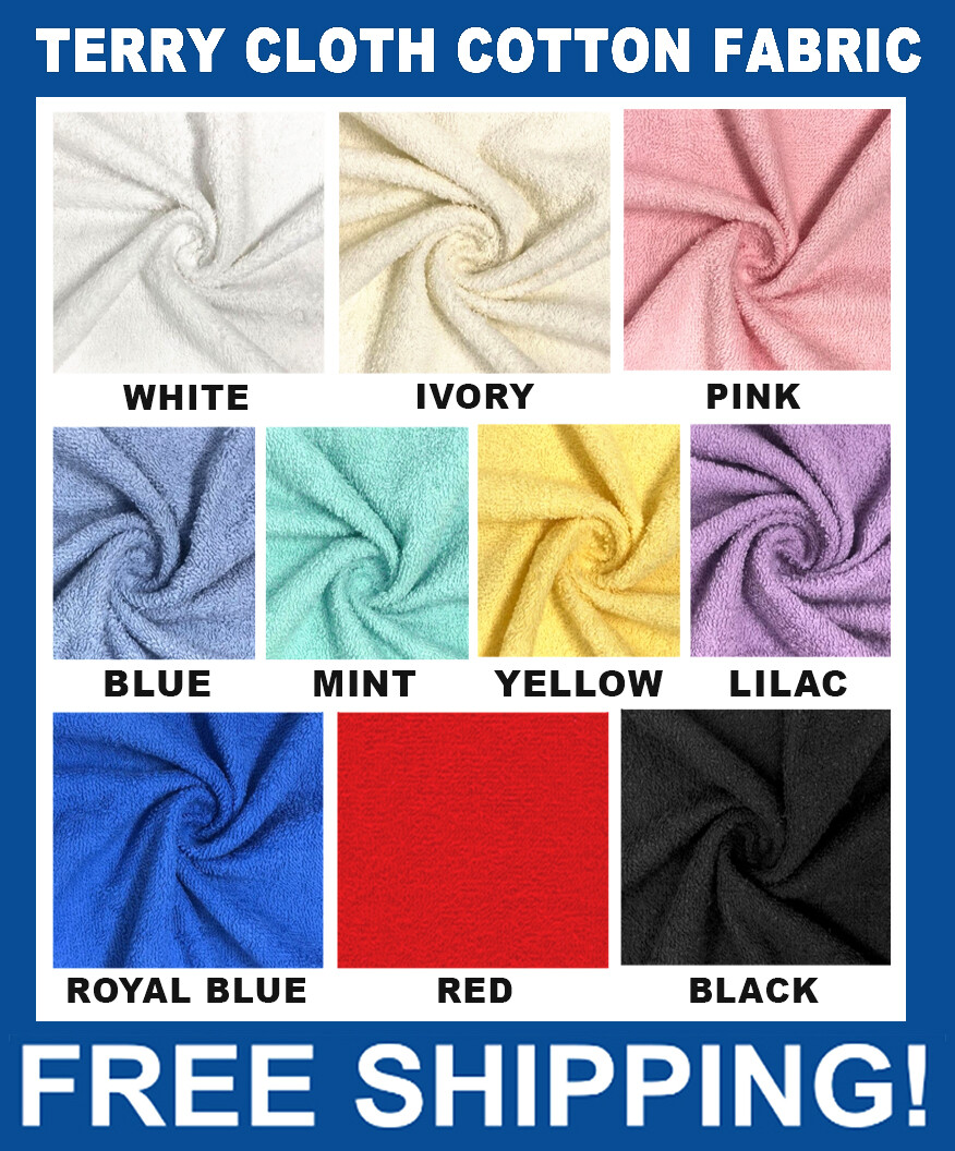 Solid Color Terry Cloth Fabric - 10 oz - 100% Cotton - 45" Wide - by ...
