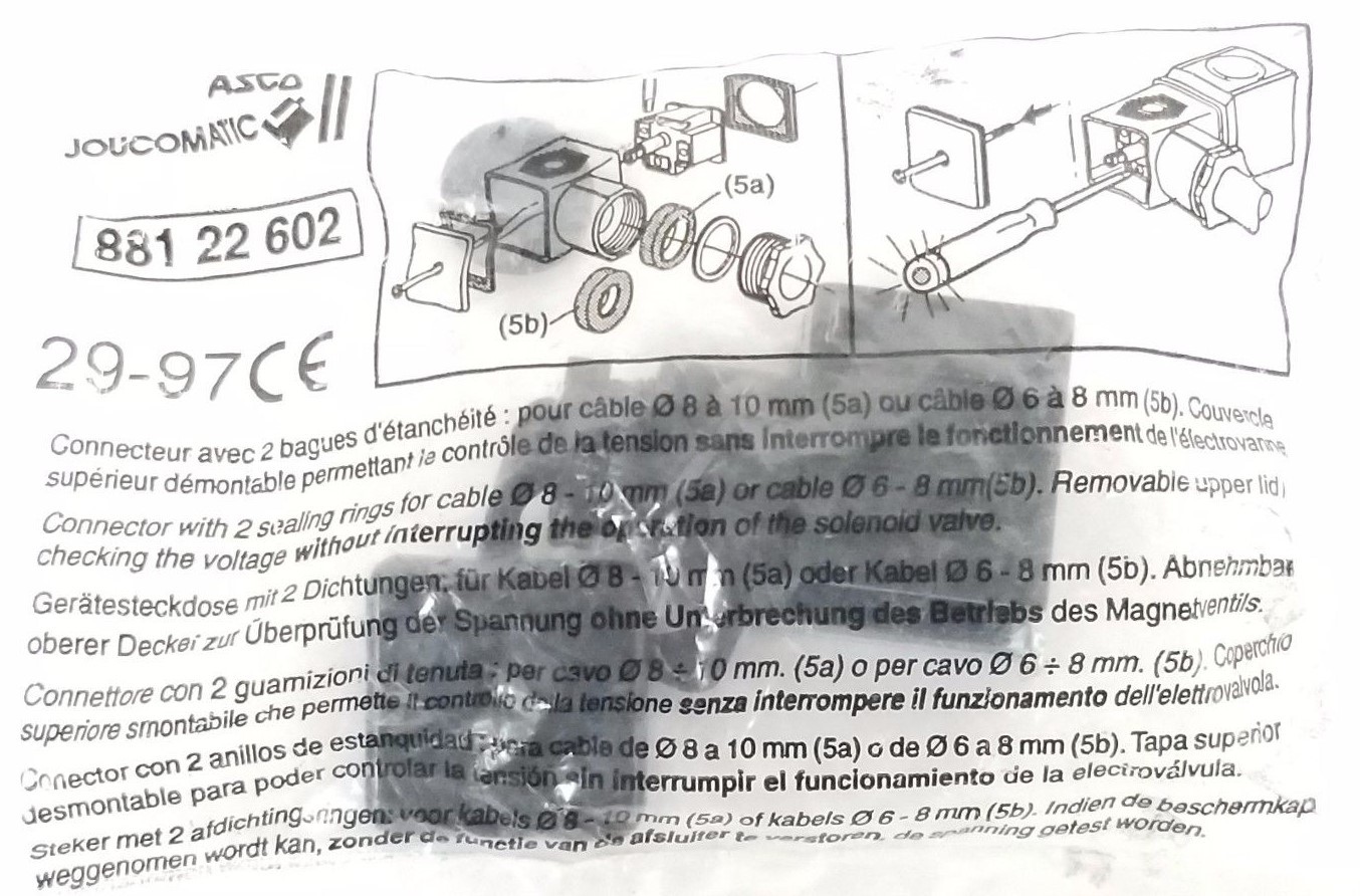NEW ASCO JOUCOMATIC 881-22-602 CONNECTOR KIT STANDARD W/CABLE GLAND | eBay