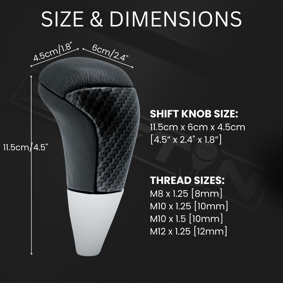 Black Leather & Carbon Fiber Gear Shift Knob Shifter for Acura MDX RL ...