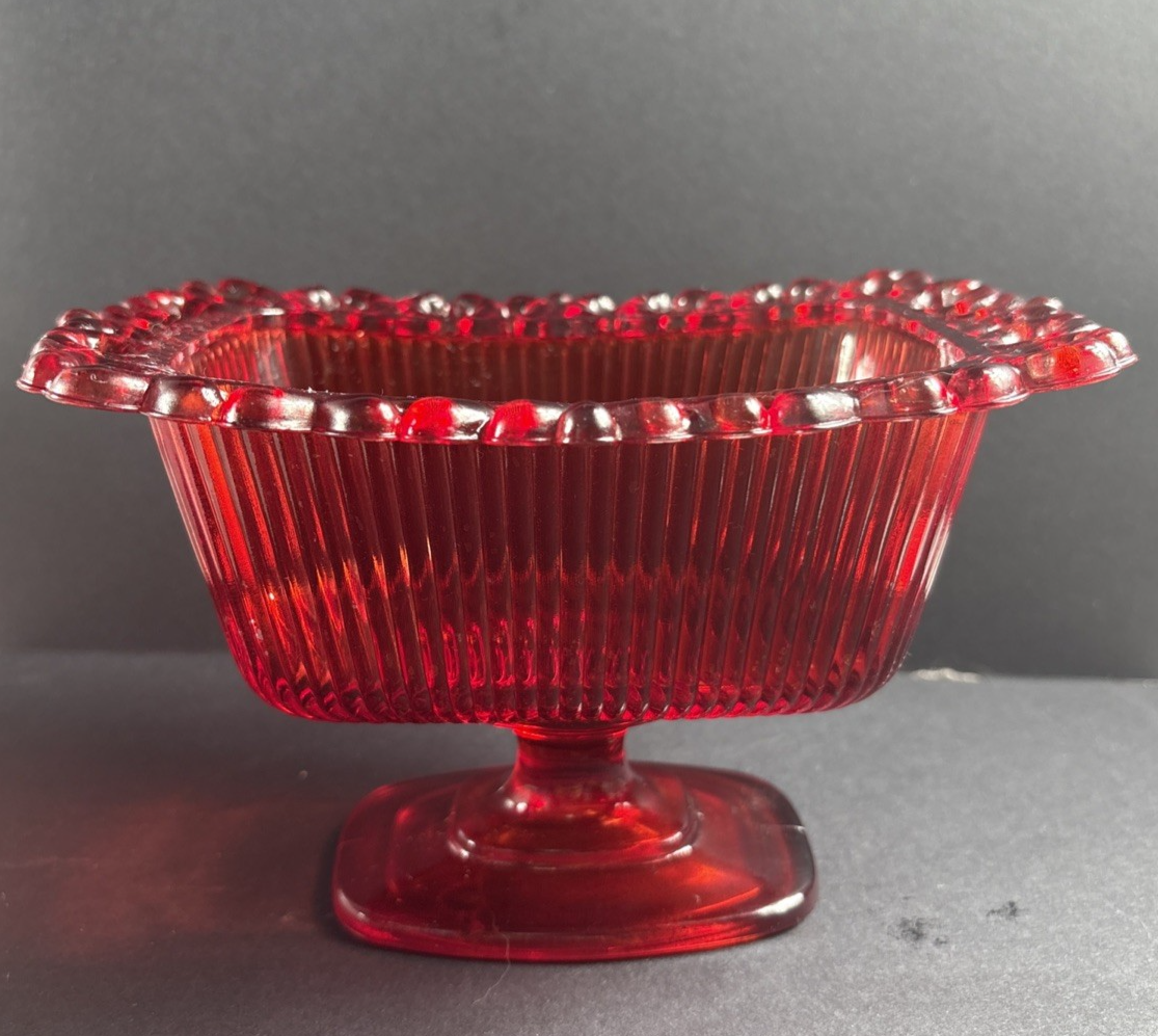 FTDA 1981 Rectangular Indiana Lace Pressed Red Glass 7"x 5" x 4.5" | eBay